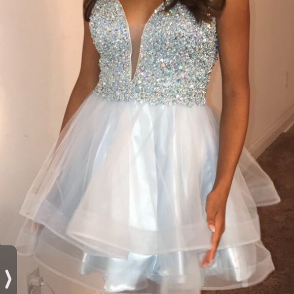 Dresses | Blue Bling Prom Dress | Poshmark